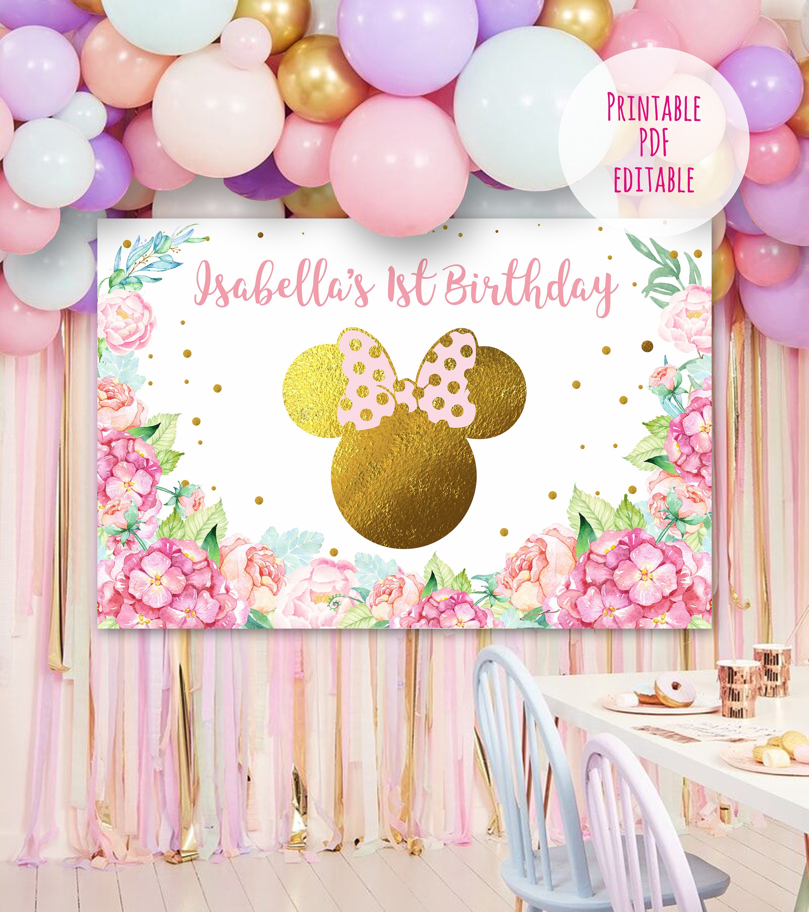 Minnie Mouse backdrop Minnie Mouse wall decall Minnie Mouse | Etsy