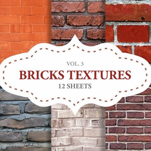 RED BRICKS TEXTURE Digital Paper, Rustic White Bricks Paper, Scrapbook ...