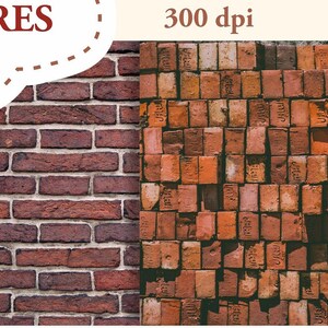 RED BRICKS TEXTURE Digital Paper, Rustic White Bricks Paper, Scrapbook ...