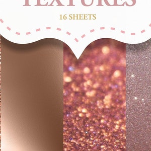 ROSE GOLD Digital Paper, Rose Gold Glitter Foil Paper, Scrapbook Rose ...