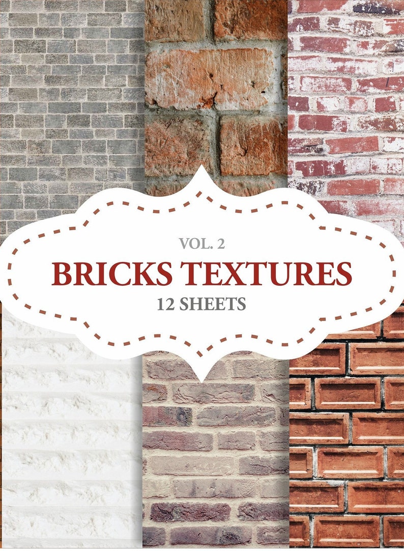 RED BRICKS TEXTURE Digital Paper Rustic White Bricks Paper - Etsy