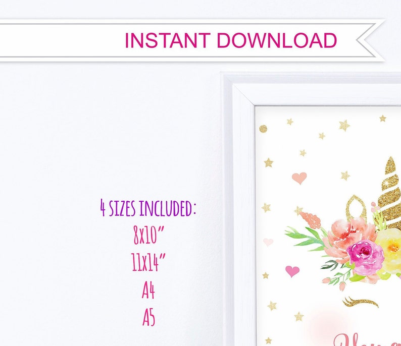 Unicorn Sign Unicorn Party Poster Unicorn Favor Tags - Etsy