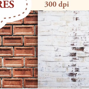 RED BRICKS TEXTURE Digital Paper, Rustic White Bricks Paper, Scrapbook ...