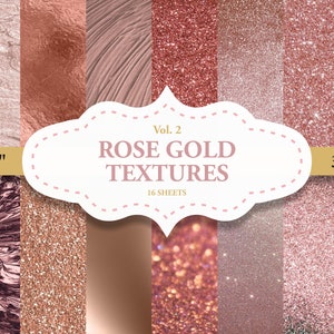 ROSE GOLD Digital Paper, Rose Gold Glitter Foil Paper, Scrapbook Rose ...
