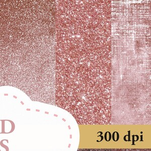 ROSE GOLD Digital Paper, Rose Gold Glitter Foil Paper, Scrapbook Rose ...