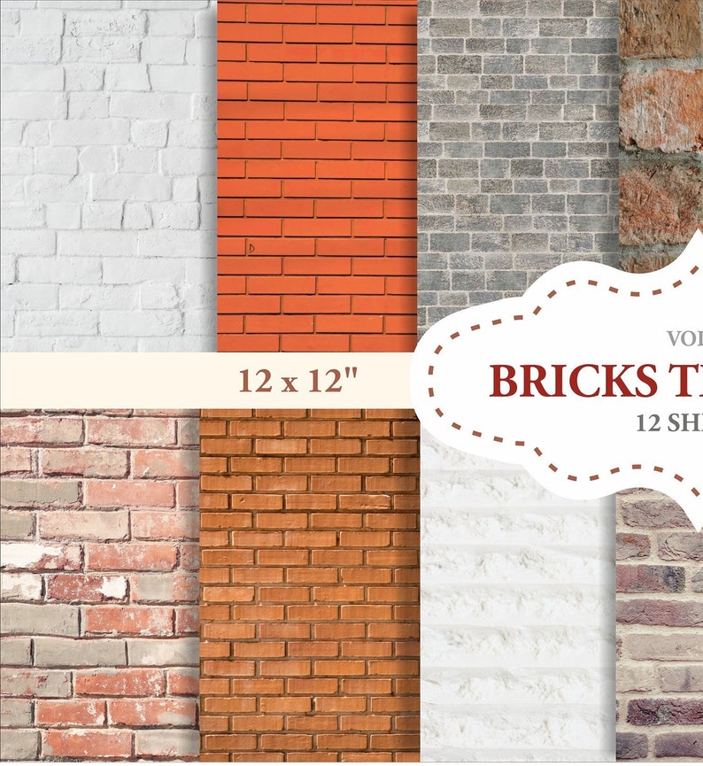 RED BRICKS TEXTURE Digital Paper Rustic White Bricks Paper - Etsy