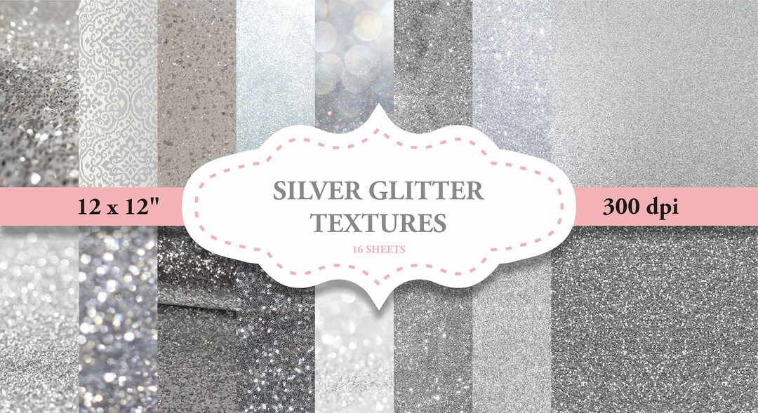SILVER GLITTER Digital Paper, Silver Foil Paper, Scrapbook Silver Paper ...