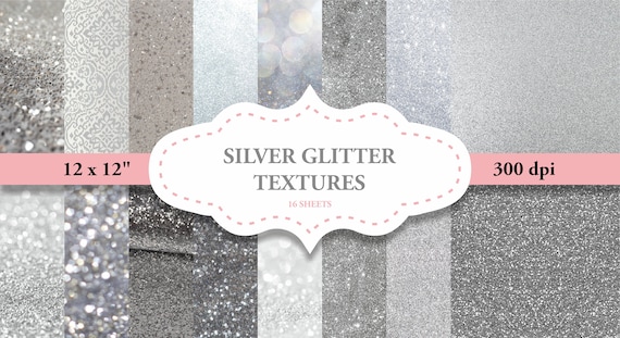 SILVER GLITTER Digital Paper Silver Foil Paper Scrapbook | Etsy
