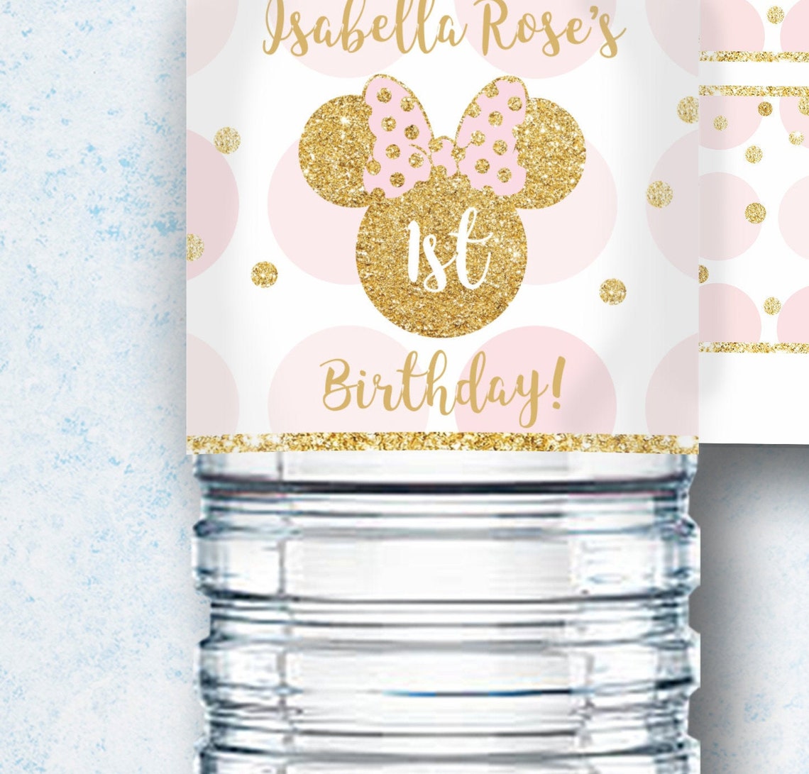 Minnie Mouse Bottle Label Template Minnie Mouse Water Bottle - Etsy