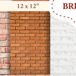 RED BRICKS TEXTURE Digital Paper, Rustic White Bricks Paper, Scrapbook ...