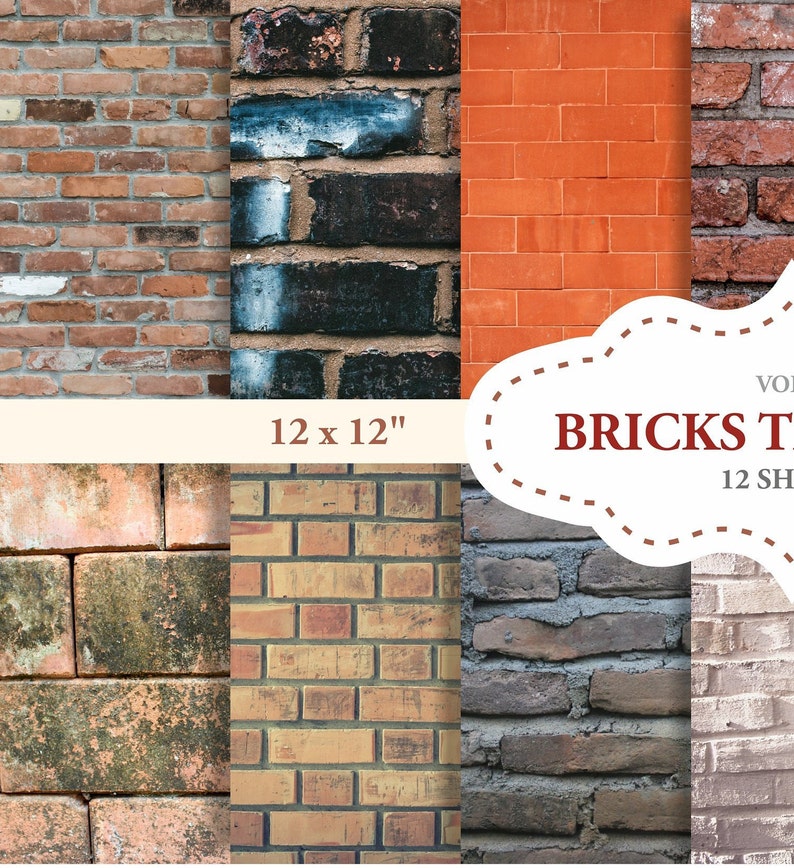 RED BRICKS TEXTURE Digital Paper Rustic White Bricks Paper - Etsy