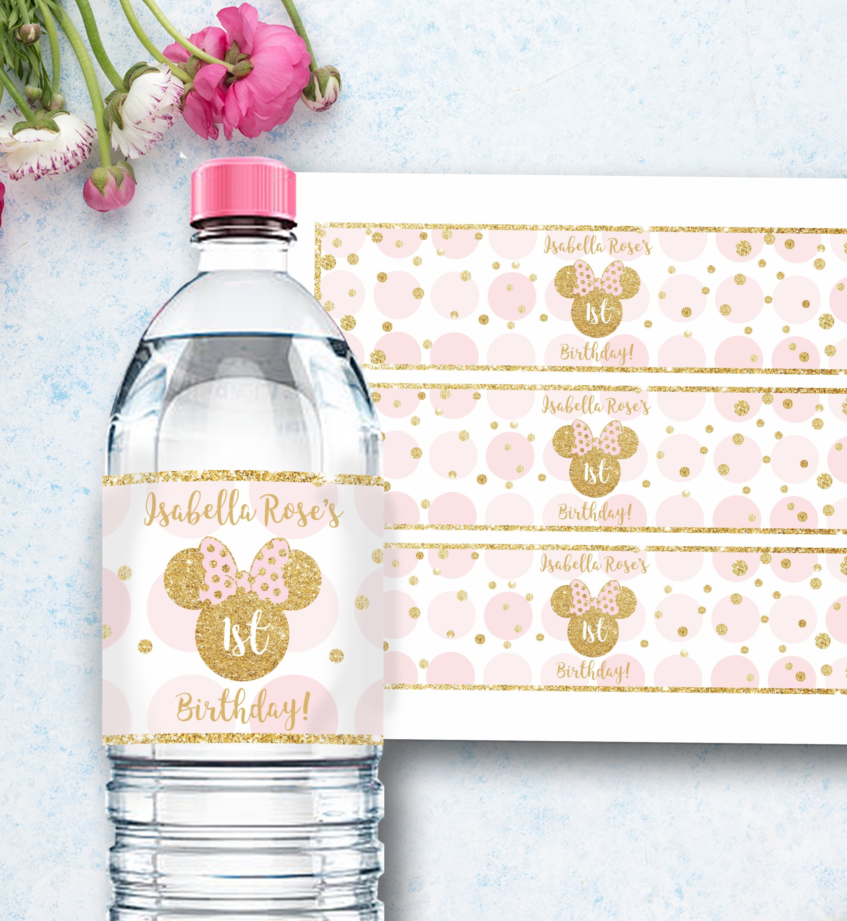 Minnie Mouse Bottle Label Template Minnie Mouse water bottle | Etsy