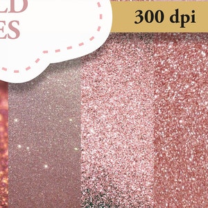 ROSE GOLD Digital Paper, Rose Gold Glitter Foil Paper, Scrapbook Rose ...