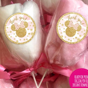 MINNIE MOUSE Favor Circle Sticker, Minnie Mouse Thank You Sticker ...