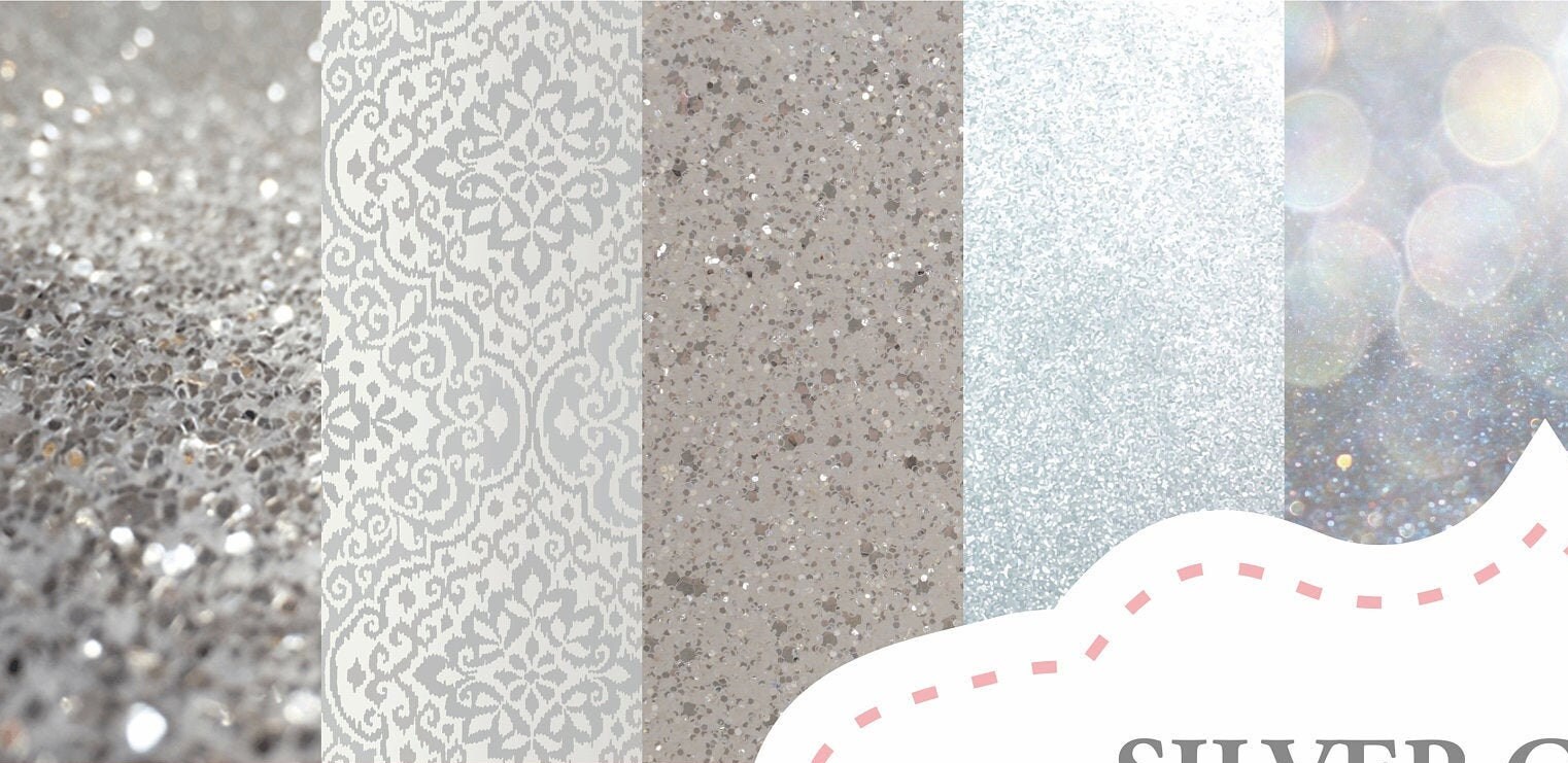 SILVER GLITTER Digital Paper Silver Foil Paper Scrapbook - Etsy