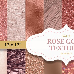 ROSE GOLD Digital Paper, Rose Gold Glitter Foil Paper, Scrapbook Rose ...