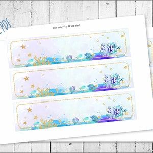 Mermaid Water Bottle Labels, Mermaid Party Favor Tags, Invitation ...