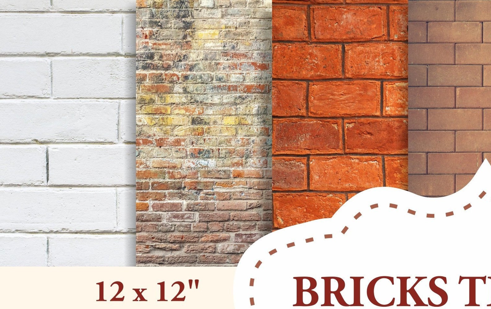 RED BRICKS TEXTURE Digital Paper Rustic White Bricks Paper | Etsy