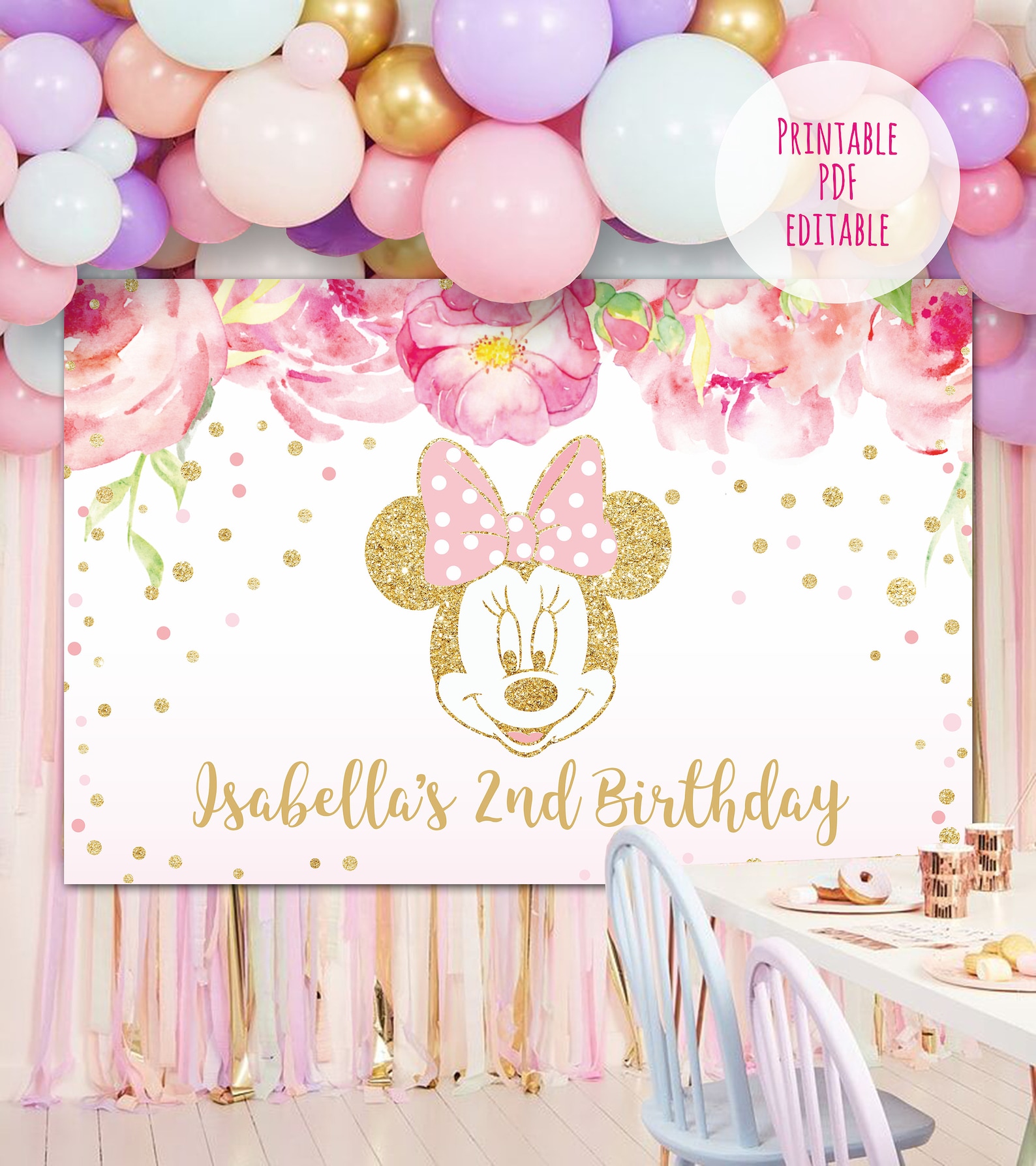 Minnie Mouse Backdrop Minnie Mouse Wall Decal Minnie Mouse | Etsy