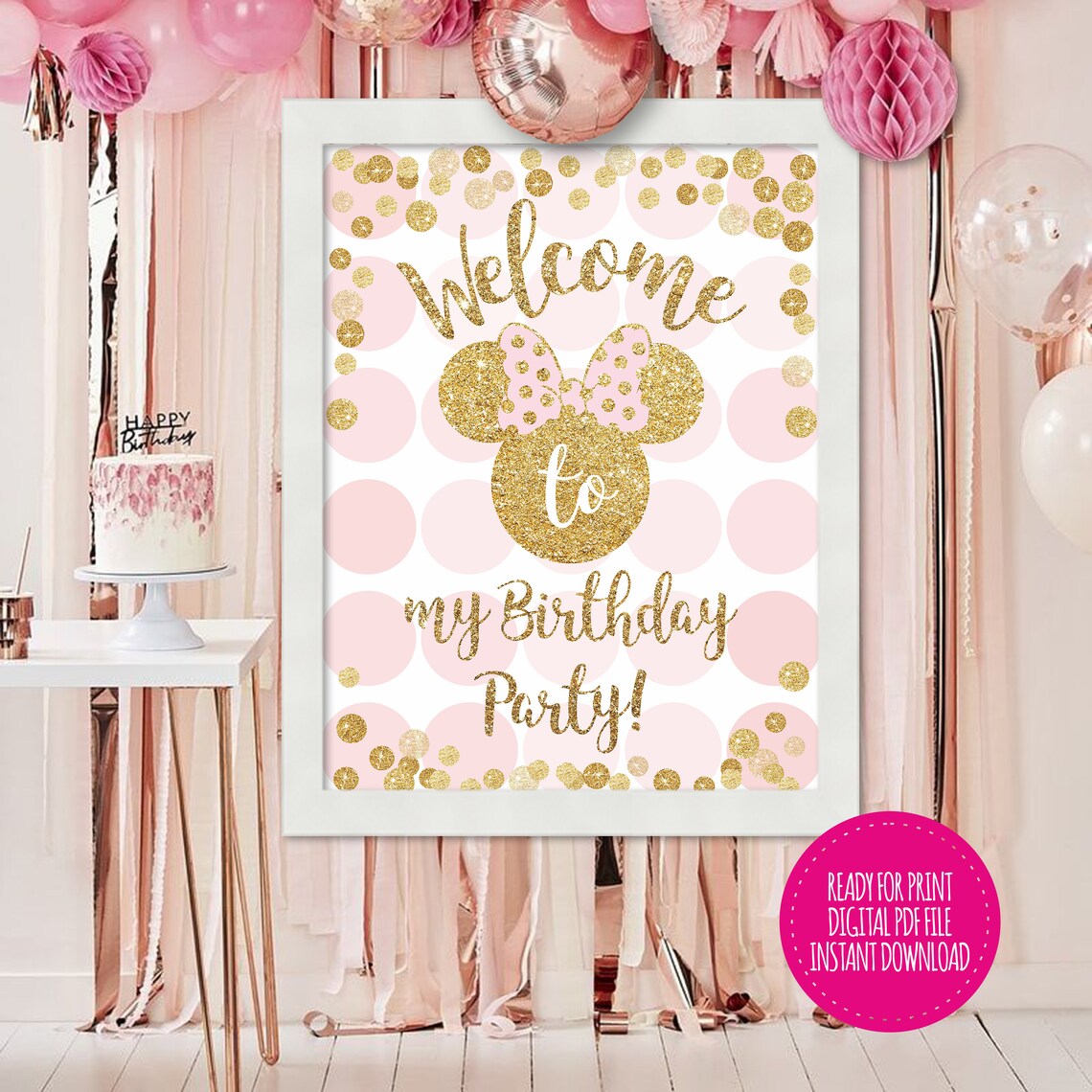 MINNIE MOUSE WELCOME Sign Birthday Party Minnie Mouse Welcome - Etsy