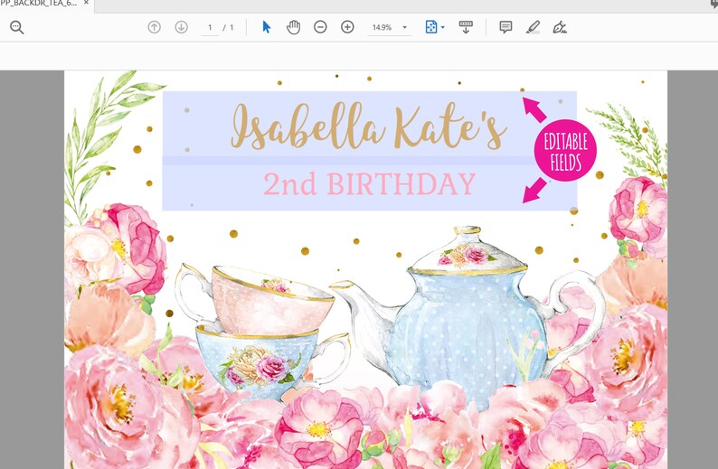 TEA WALL Backdrop Vinyl Tea for Two Backdrop Par-tea Tea - Etsy