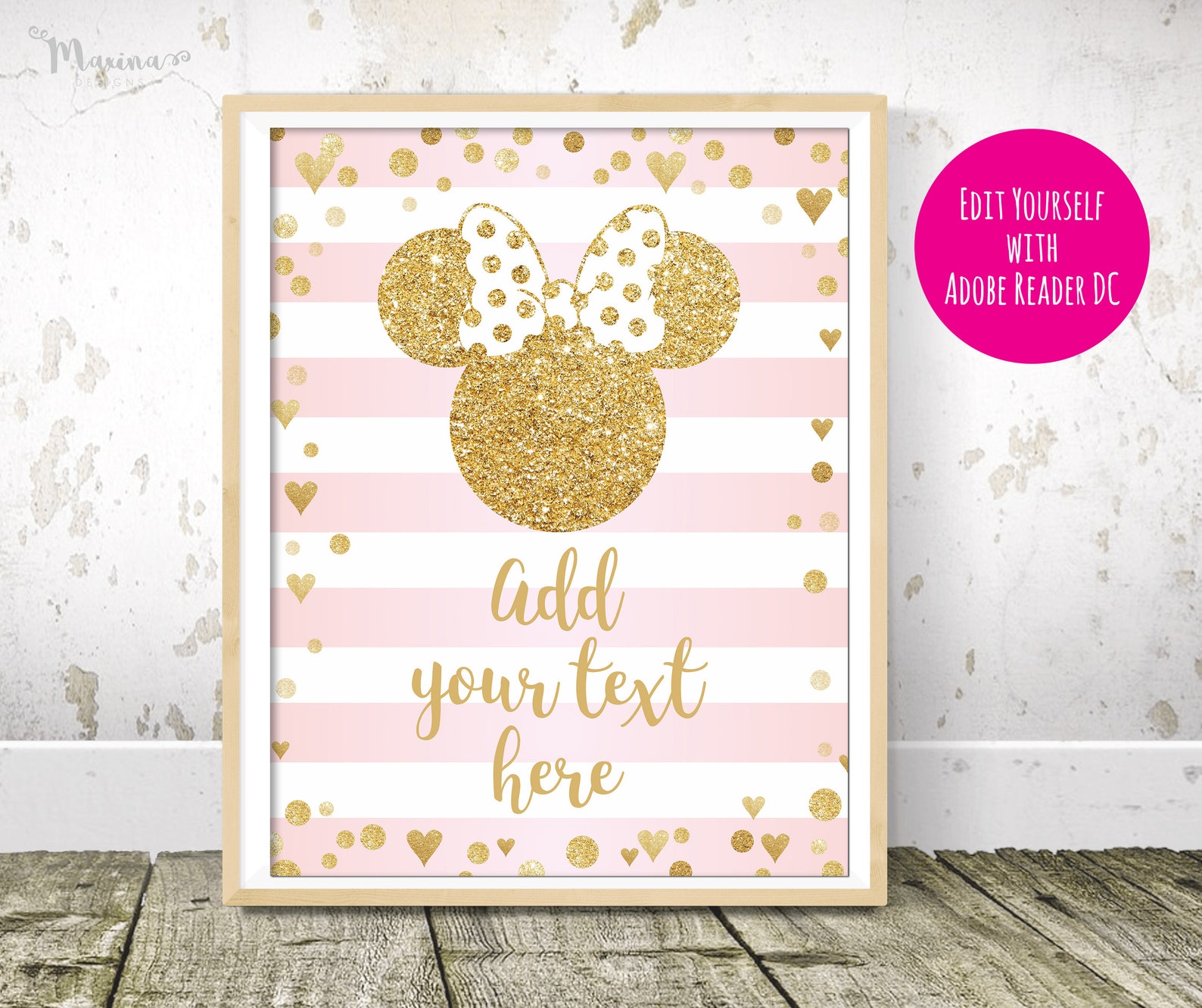 Minnie Mouse Sign Template Editable Sign Minnie Mouse Poster - Etsy