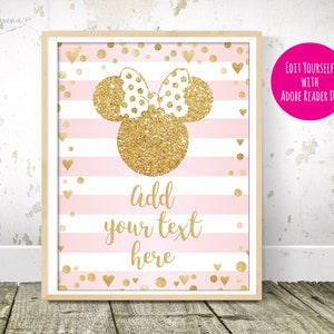 Minnie Mouse Sign Template, Editable Sign Minnie Mouse Poster, Minnie ...