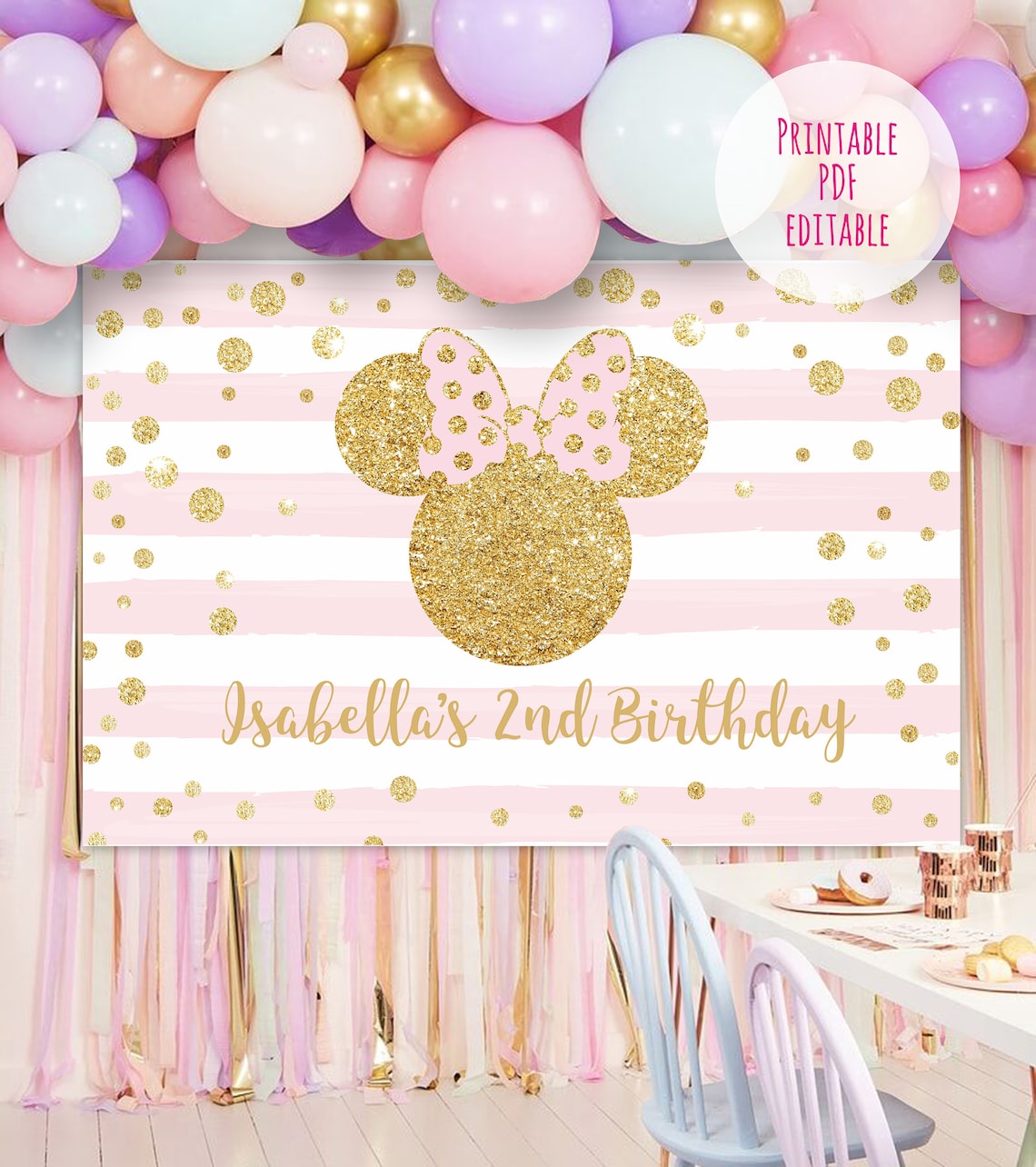 Minnie Mouse Backdrop Minnie Mouse Wall Decal Minnie Mouse - Etsy