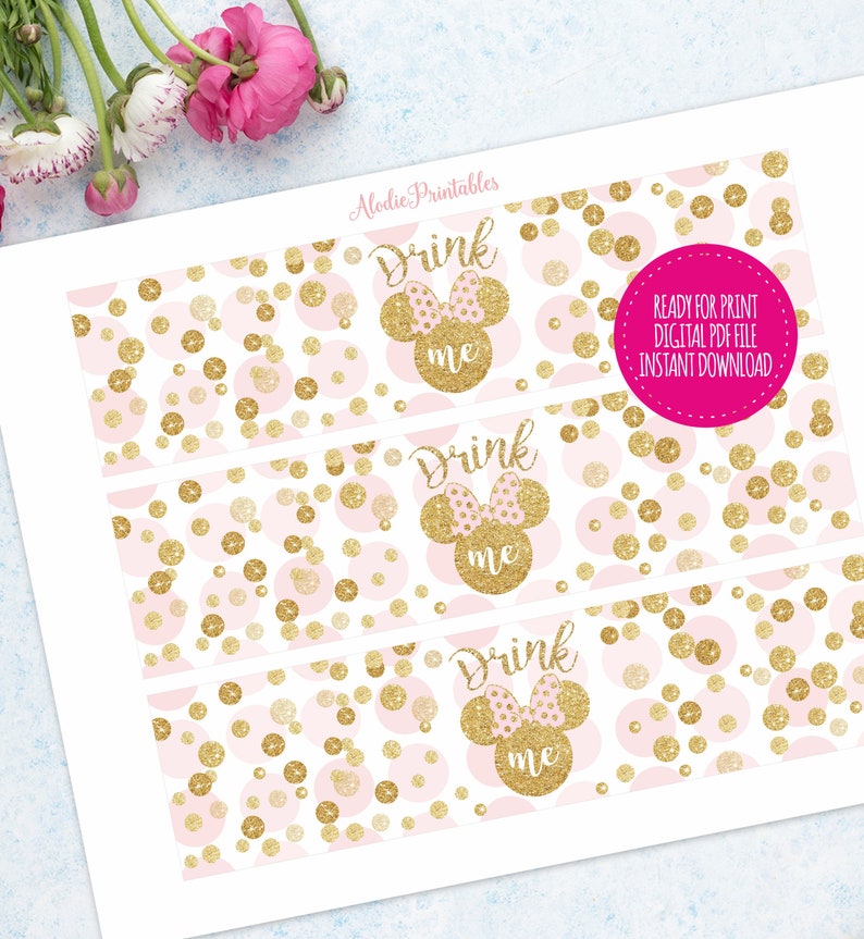 Minnie Mouse Bottle Label Minnie Mouse Water Bottle Wrapper | Etsy