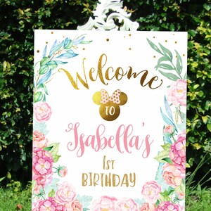 MINNIE MOUSE WELCOME Sign Birthday Party Minnie Mouse Welcome - Etsy