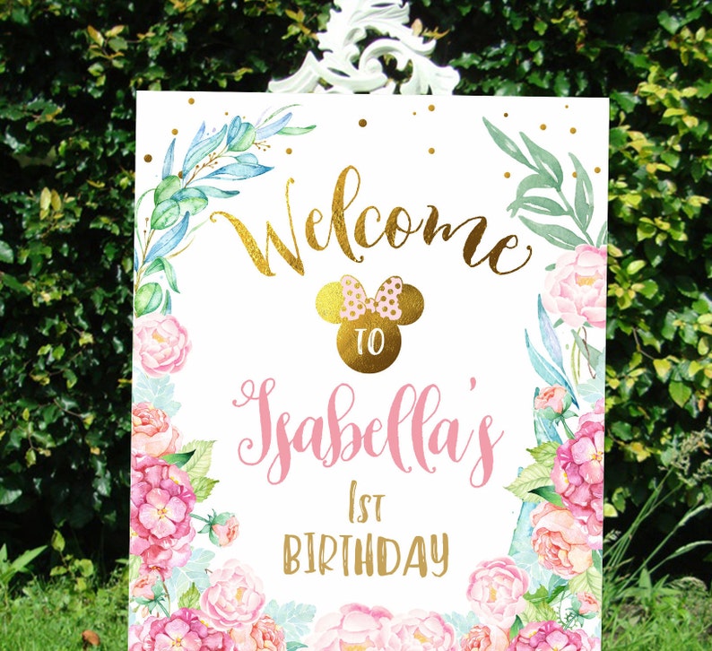 MINNIE MOUSE WELCOME Sign Birthday Party Minnie Mouse Welcome - Etsy