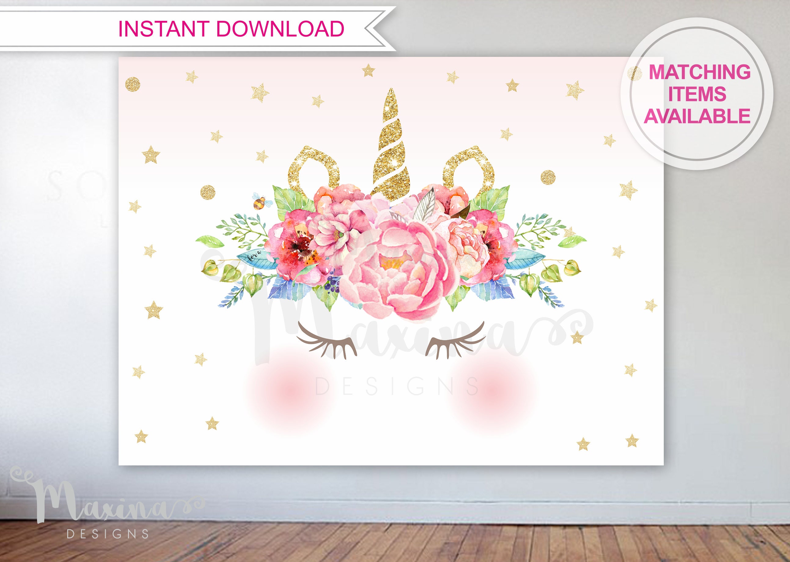 Unicorn Party Backdrop Unicorn Birthday Banner Unicorn | Etsy