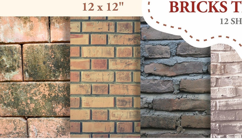 RED BRICKS TEXTURE Digital Paper Rustic White Bricks Paper - Etsy