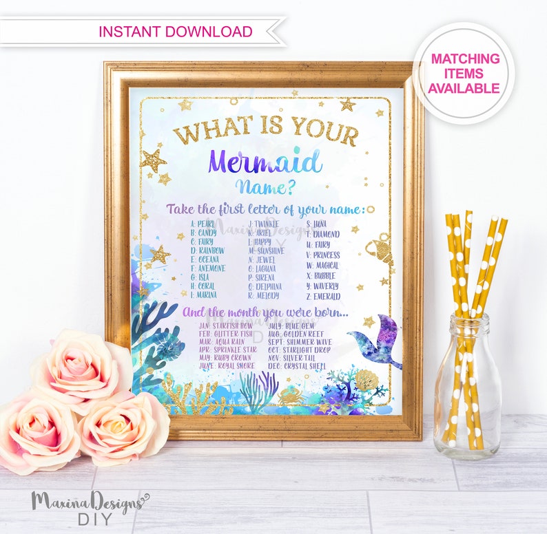 Mermaid Party Games Mermaid Name Game Birthday Mermaid Party - Etsy