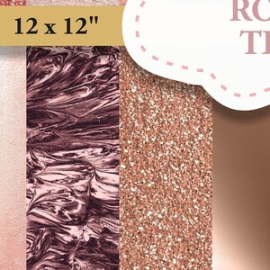 ROSE GOLD Digital Paper, Rose Gold Glitter Foil Paper, Scrapbook Rose ...