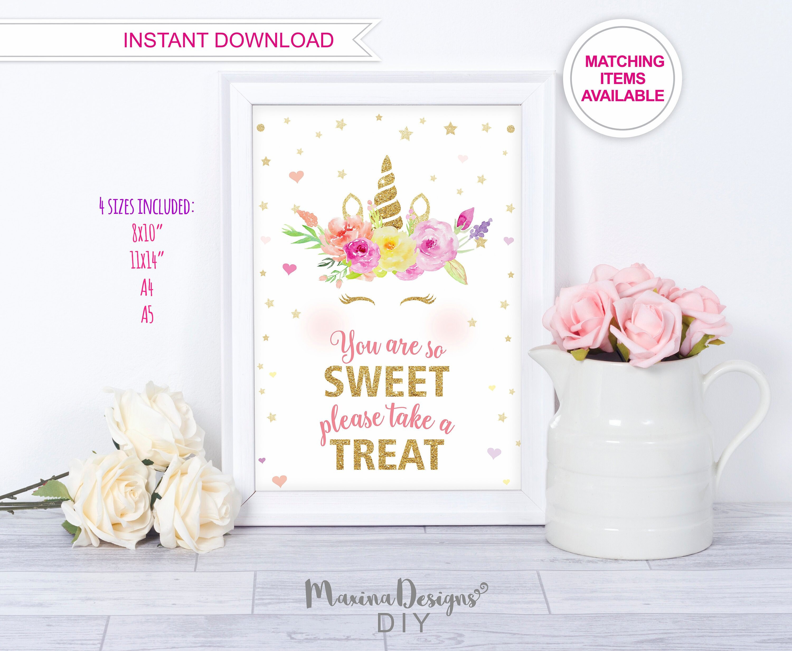 Unicorn Sign Unicorn Party Poster Unicorn Favor Tags - Etsy