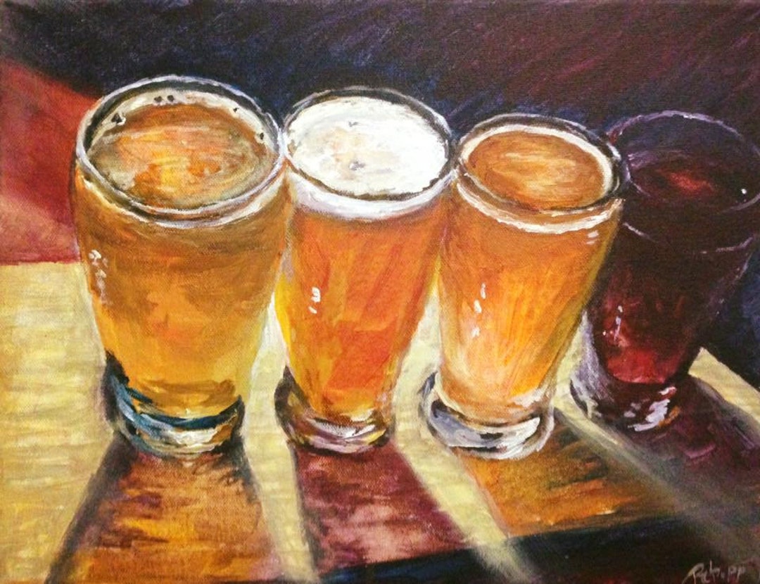 Beer Flight Acrylic Painting - Etsy