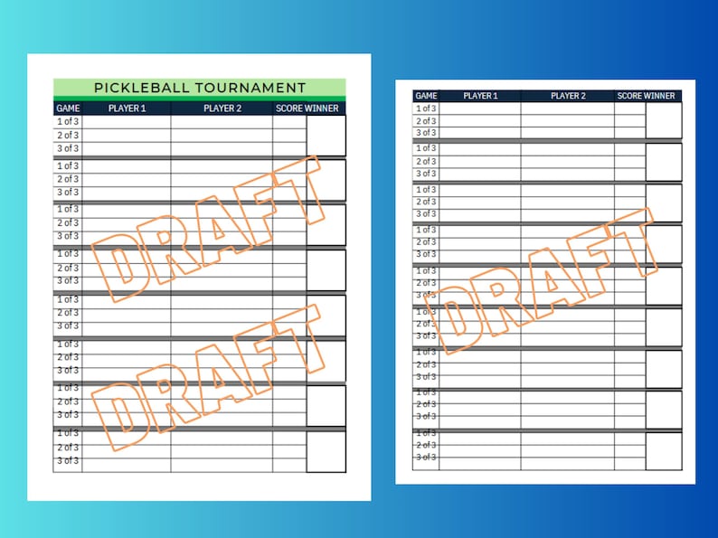 Pickleball Score Sheets for Tournaments or Games - Printable PDF, Customizable in Canva & Google ...