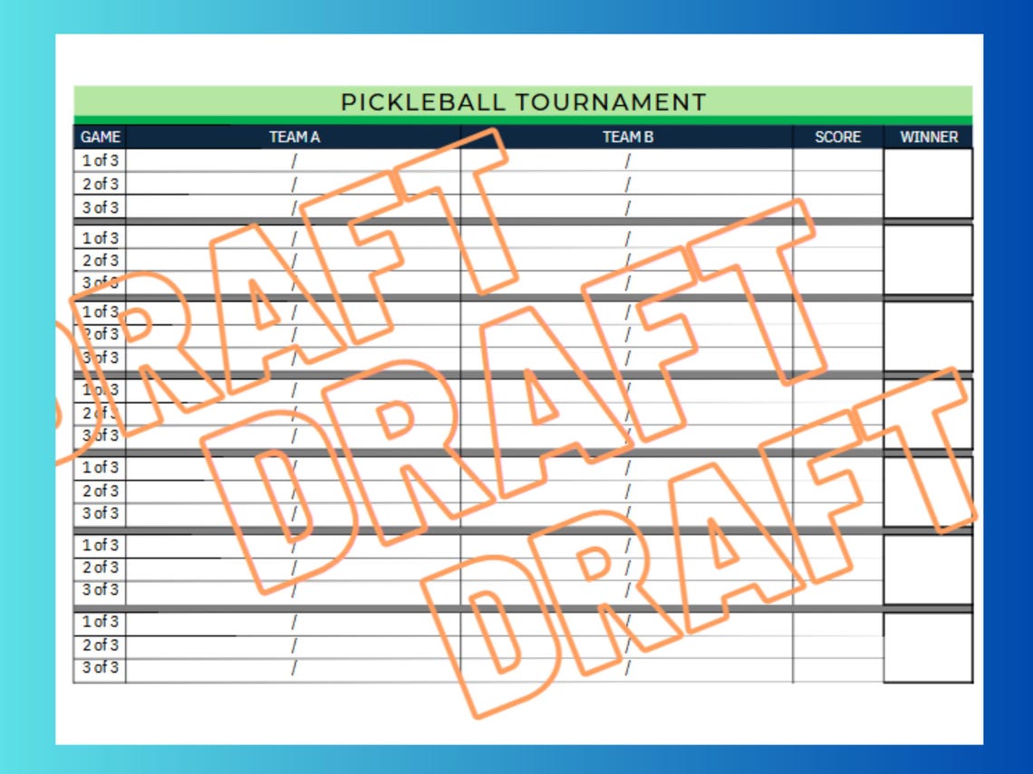 Pickleball Score Sheets for Tournaments or Games - Printable PDF ...