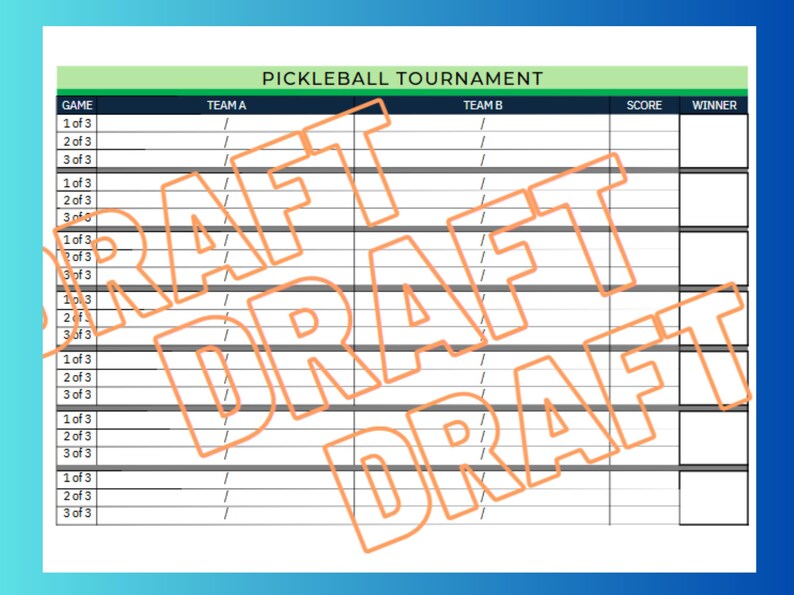 Pickleball Score Sheets for Tournaments or Games - Printable PDF ...