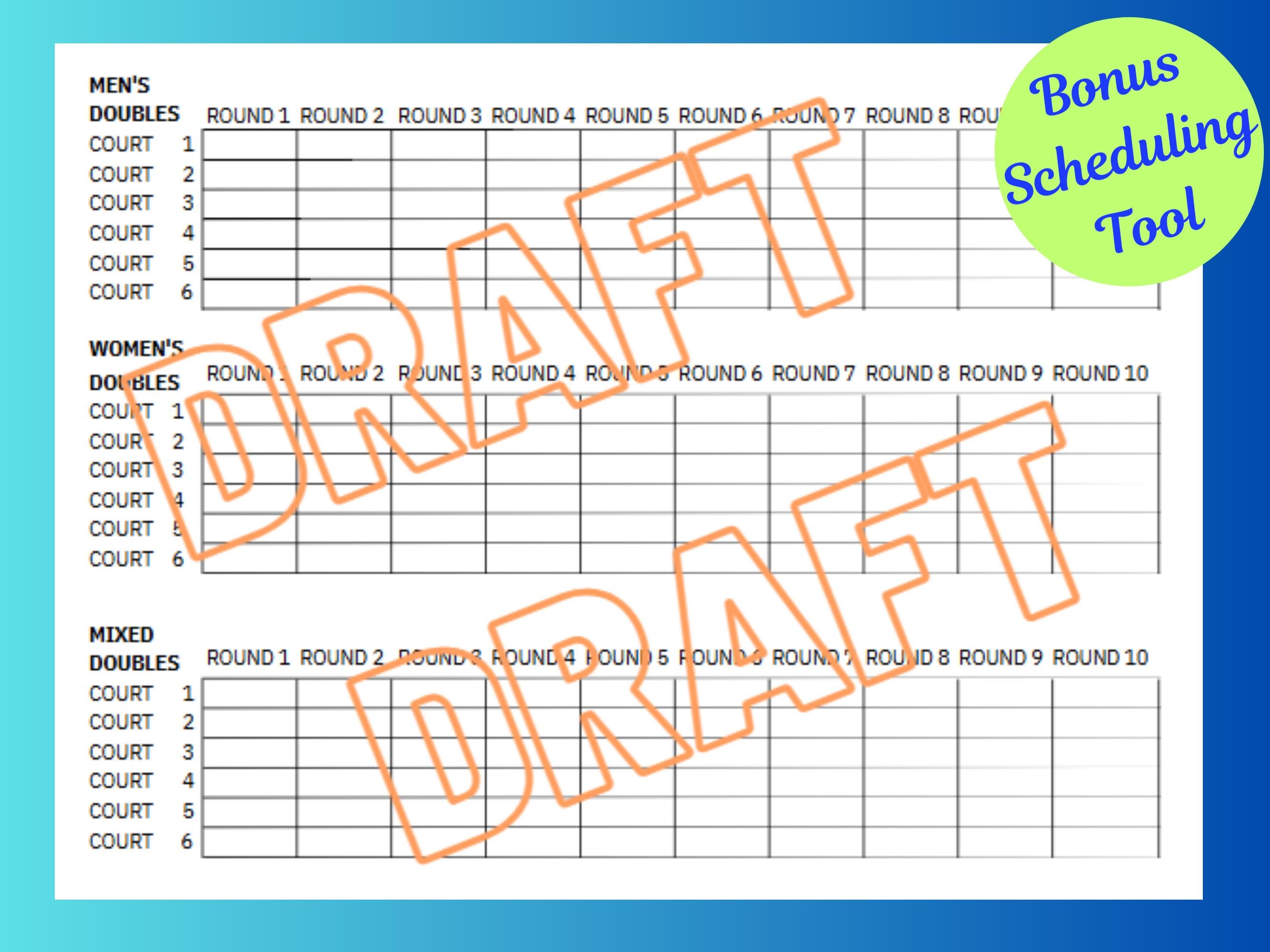 Pickleball Score Sheets for Tournaments or Games - Printable PDF ...