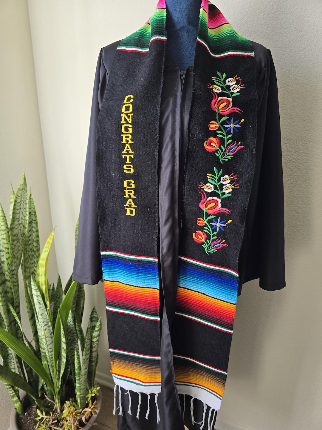 Flowers Graduation Sash, Floral Sarape Graduation Ribbon, Class of 2025 ...