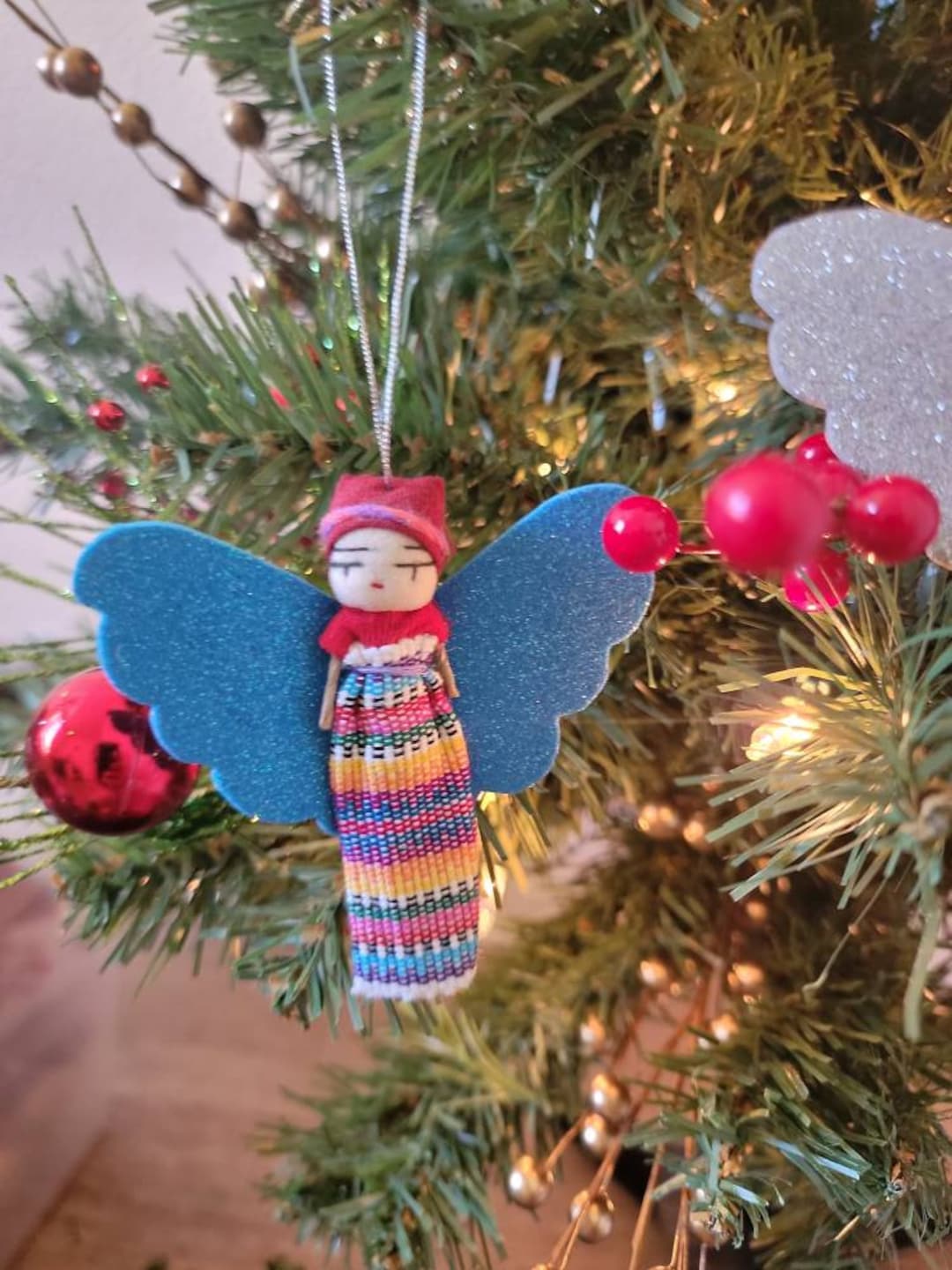 Set of 4 Mayan Angel Ornaments, Worry Dolls Set, Miniature Guatemalan ...
