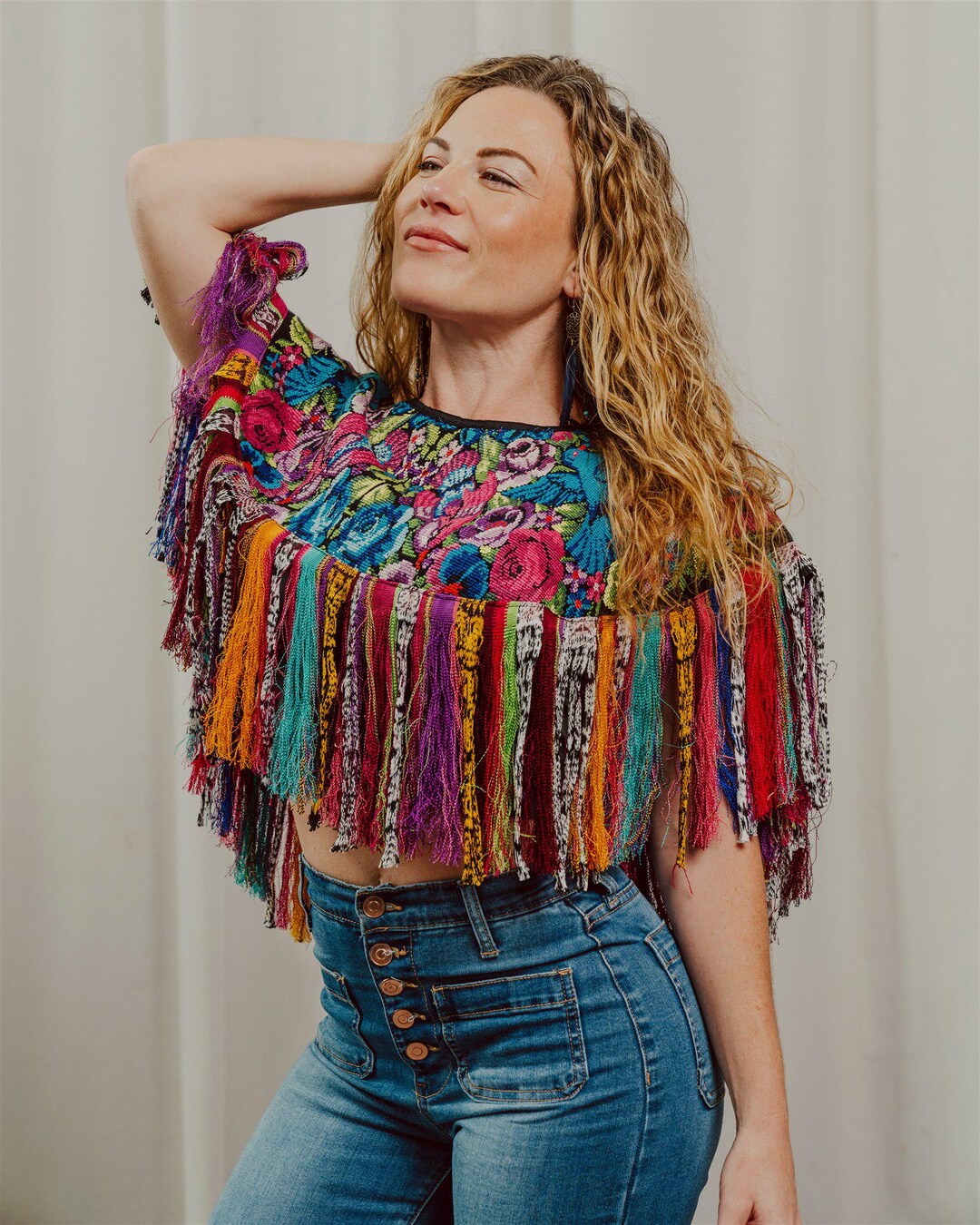 VINTAGE Guatemalan Embroidered Cape, Mayan Poncho for Festivals, Boho ...