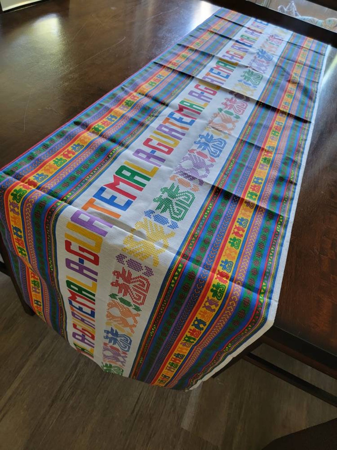 Guatemalan TABLE RUNNER, Latin Textiles, RAINBOW Table Runner ...