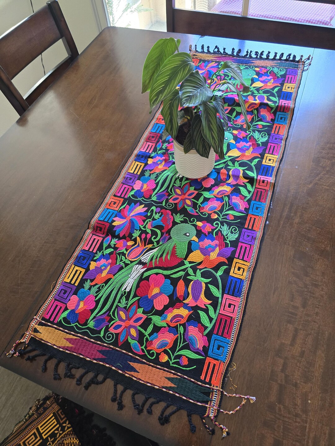 Guatemalan Quetzal Table Runner – Handwoven Pedal Loom With Colorful ...