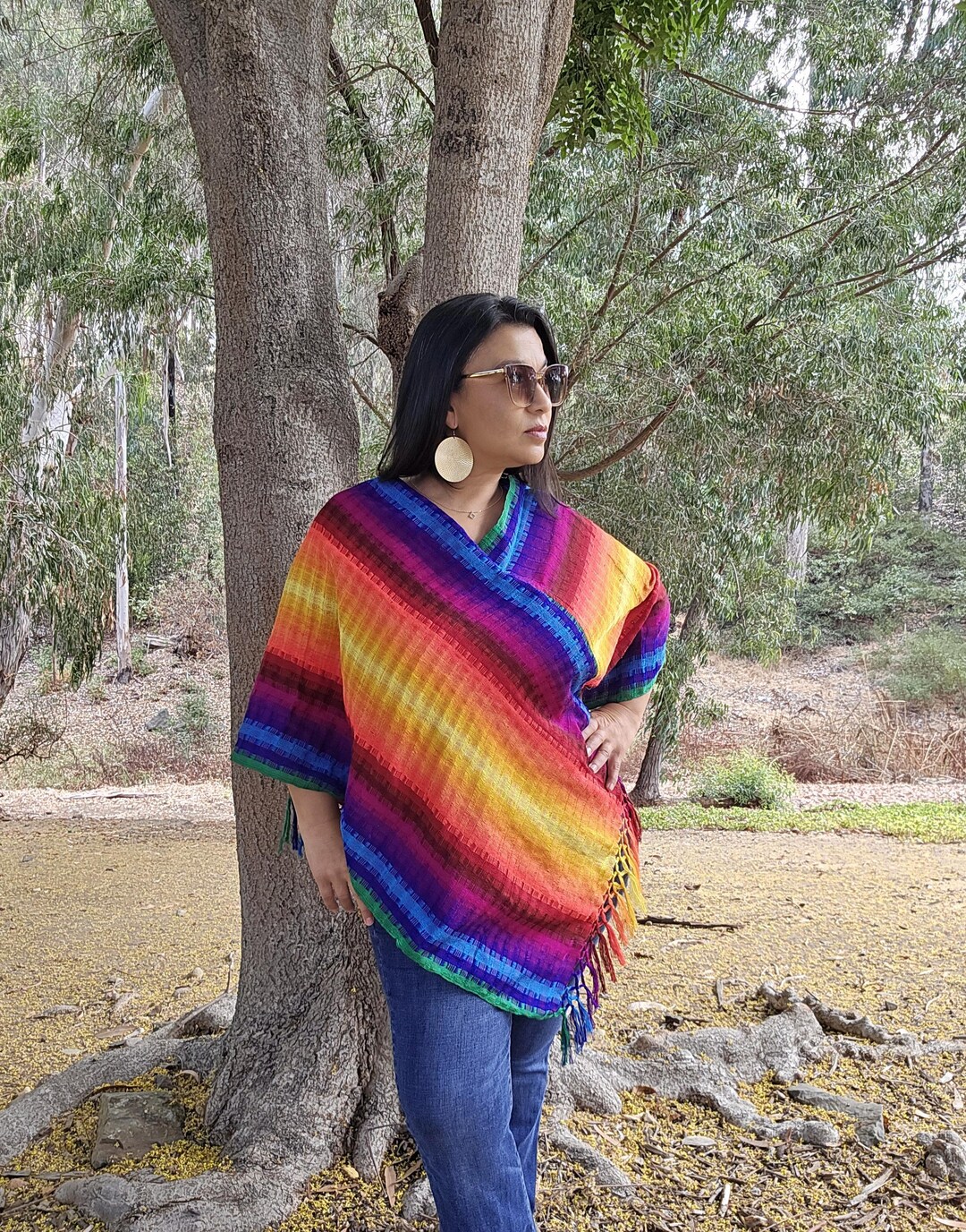 Multicolor Poncho, Rainbow Colors Cover Up, Festival Poncho, Bright ...