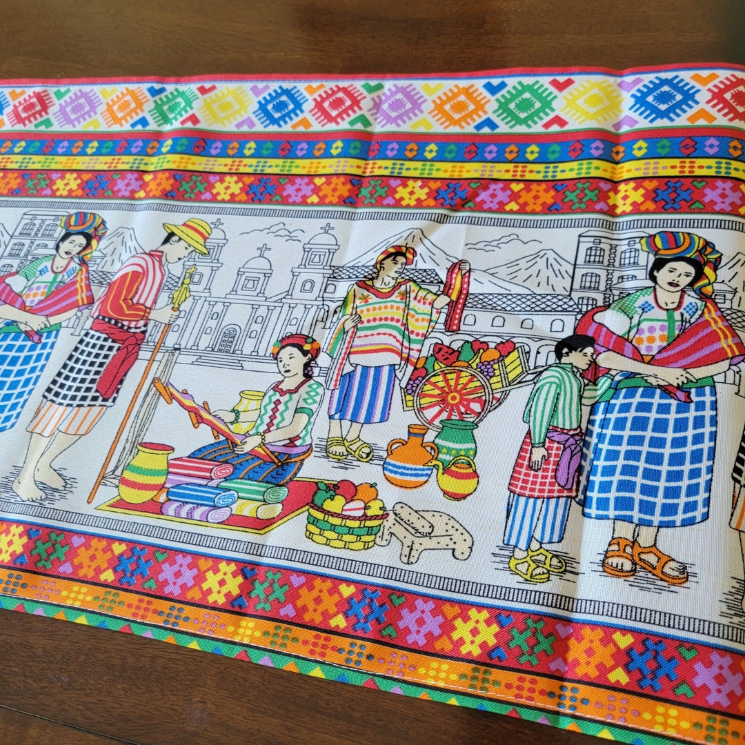 Guatemalan TABLE RUNNER, Latin Textiles, RAINBOW Table Runner ...