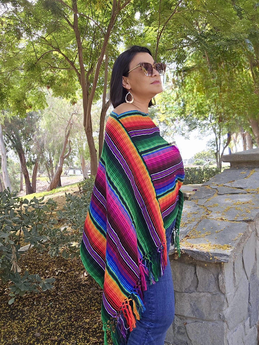 Multicolor Poncho, Fall Colors Cover Up, Rainbow Poncho, Bright Colors ...