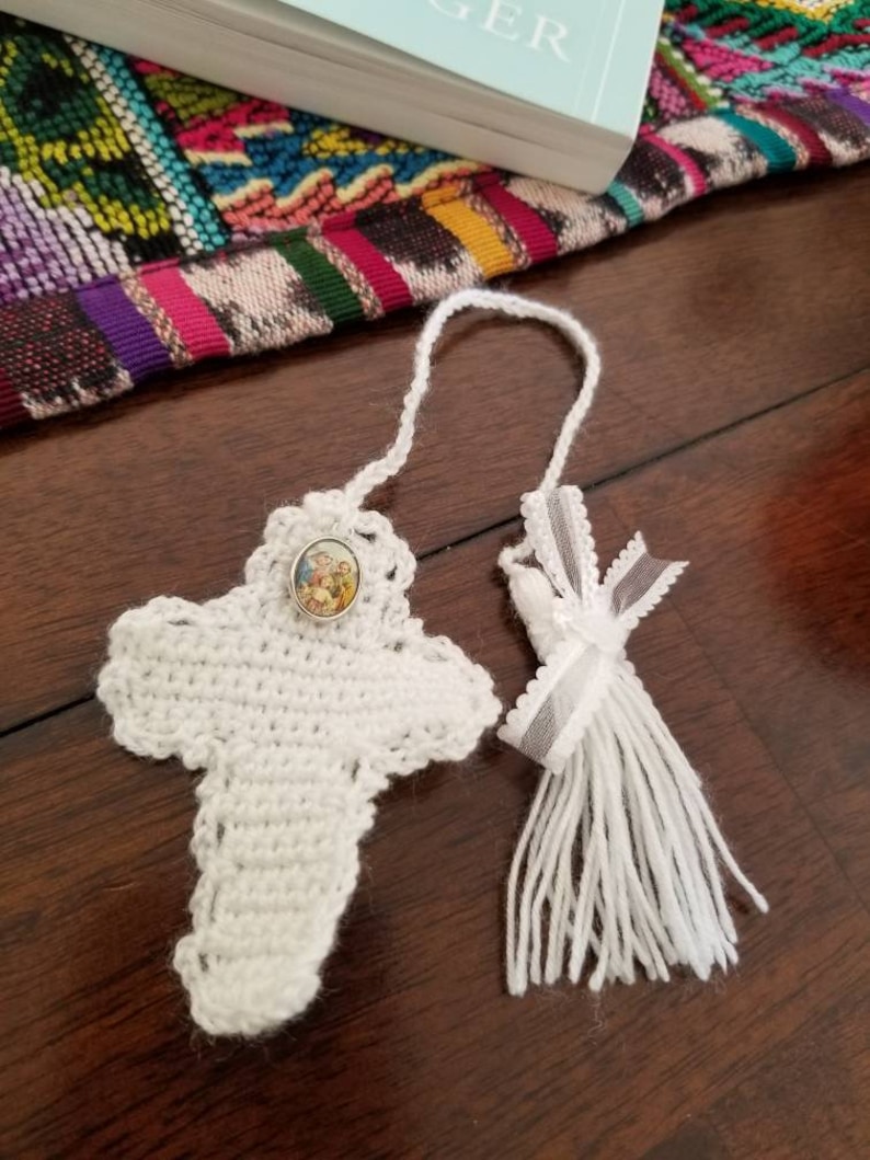 Crochet Bookmark Baptism Favors Crochet Cross Catholic Gift - Etsy